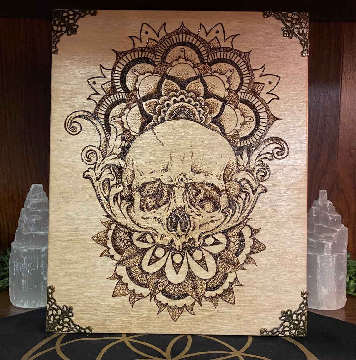 Skull / Mandala Stipple Wood Burn - Etsy