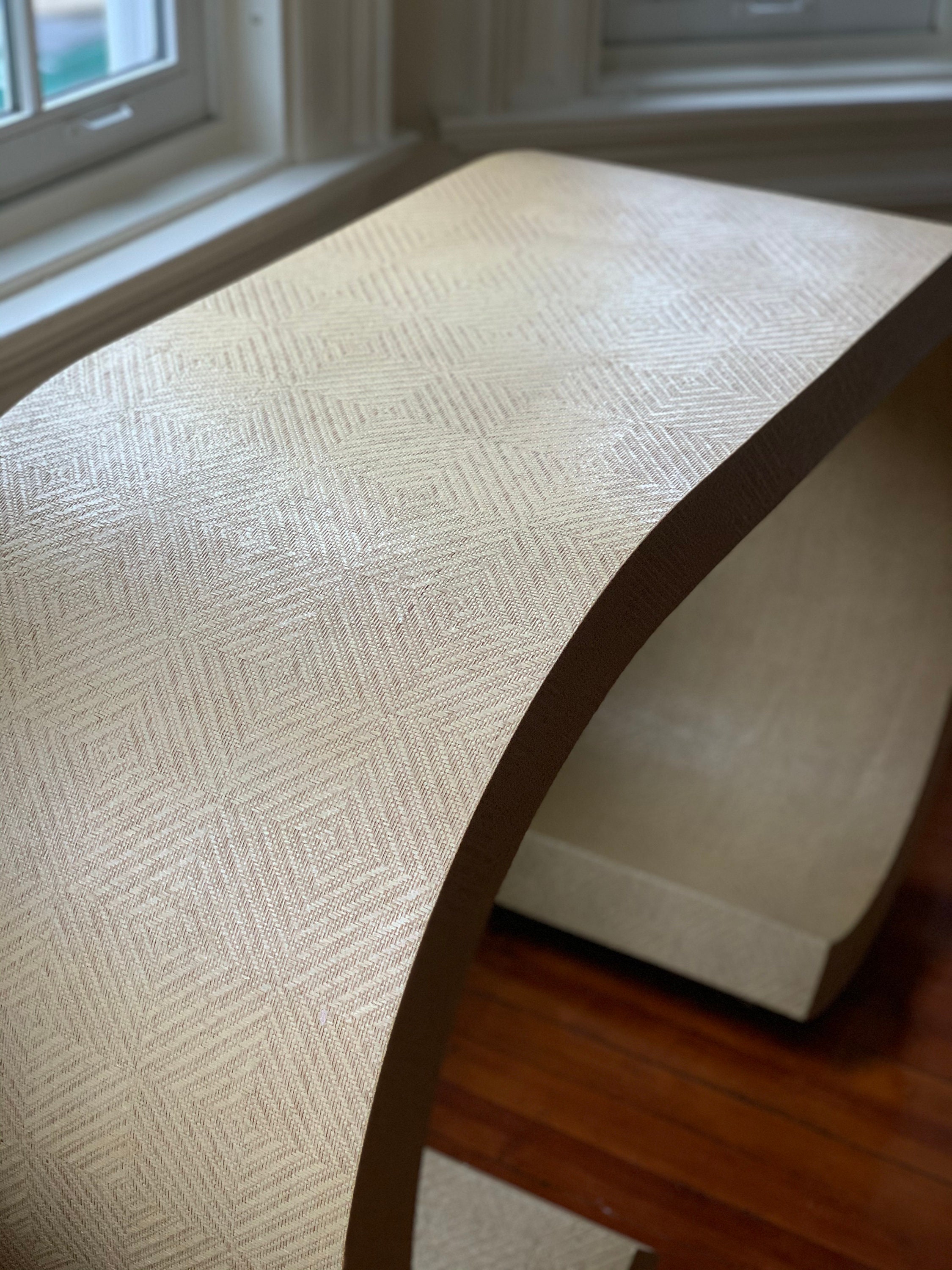 Vintage Grasscloth Console Table Scroll Console Table - Etsy