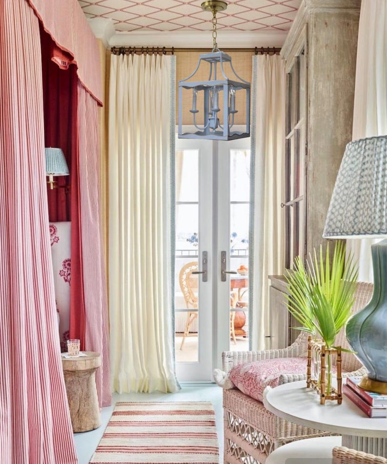 Scalloped Lantern Chandelier-tole Pagoda -kitchen Island Lantern ...