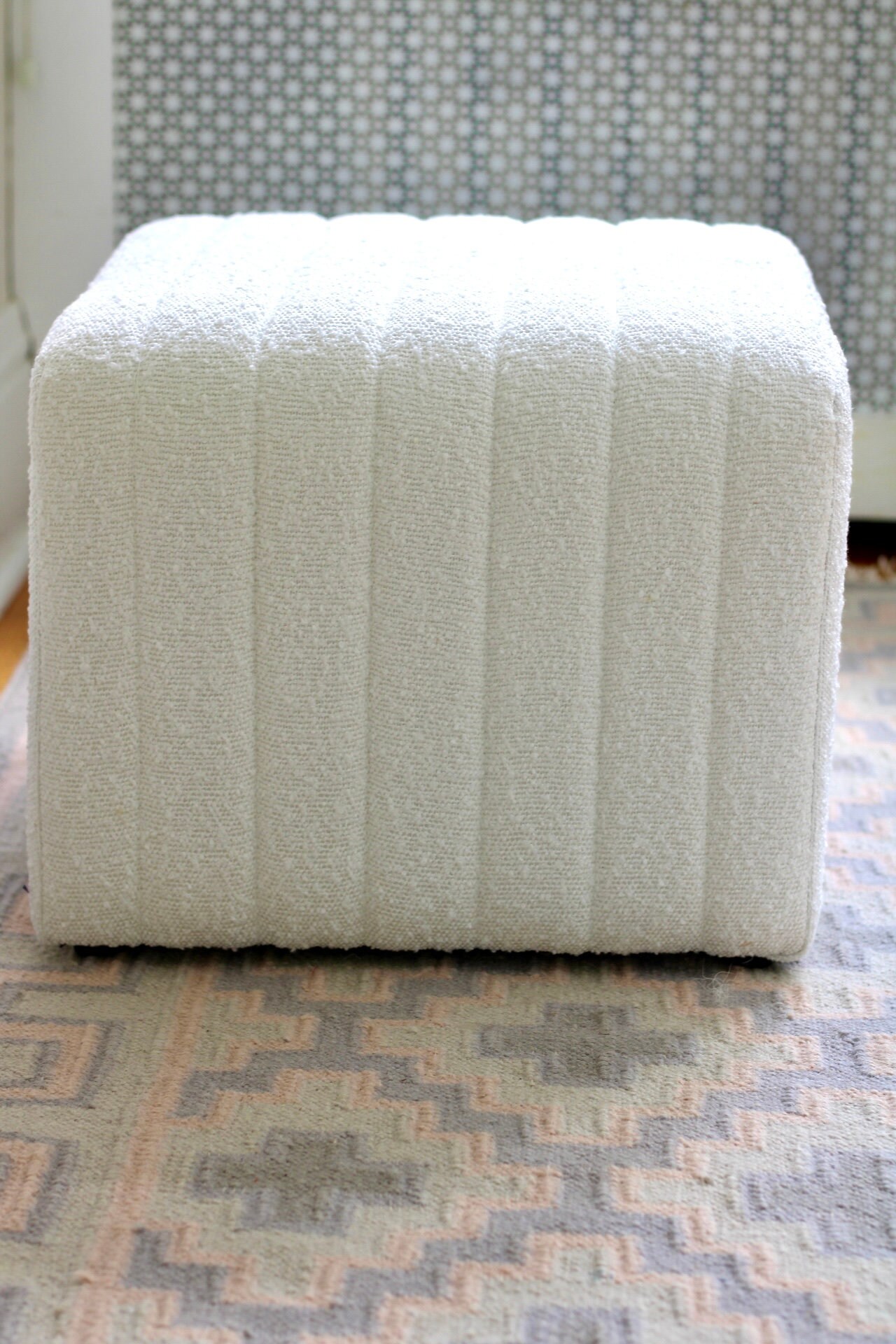 Channeled Boucle Waterfall Bench – Modernist Solid Wood Seat - Etsy