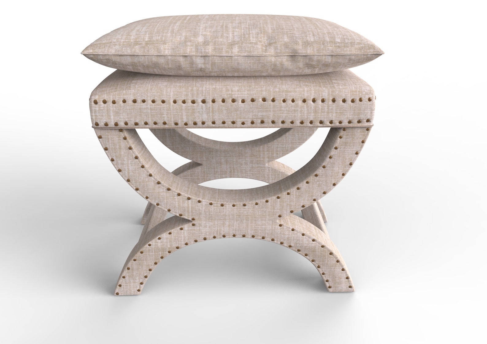 X Bench - Ottoman - Custom Upholstery - Fabric Included - Nailhead Trim ...