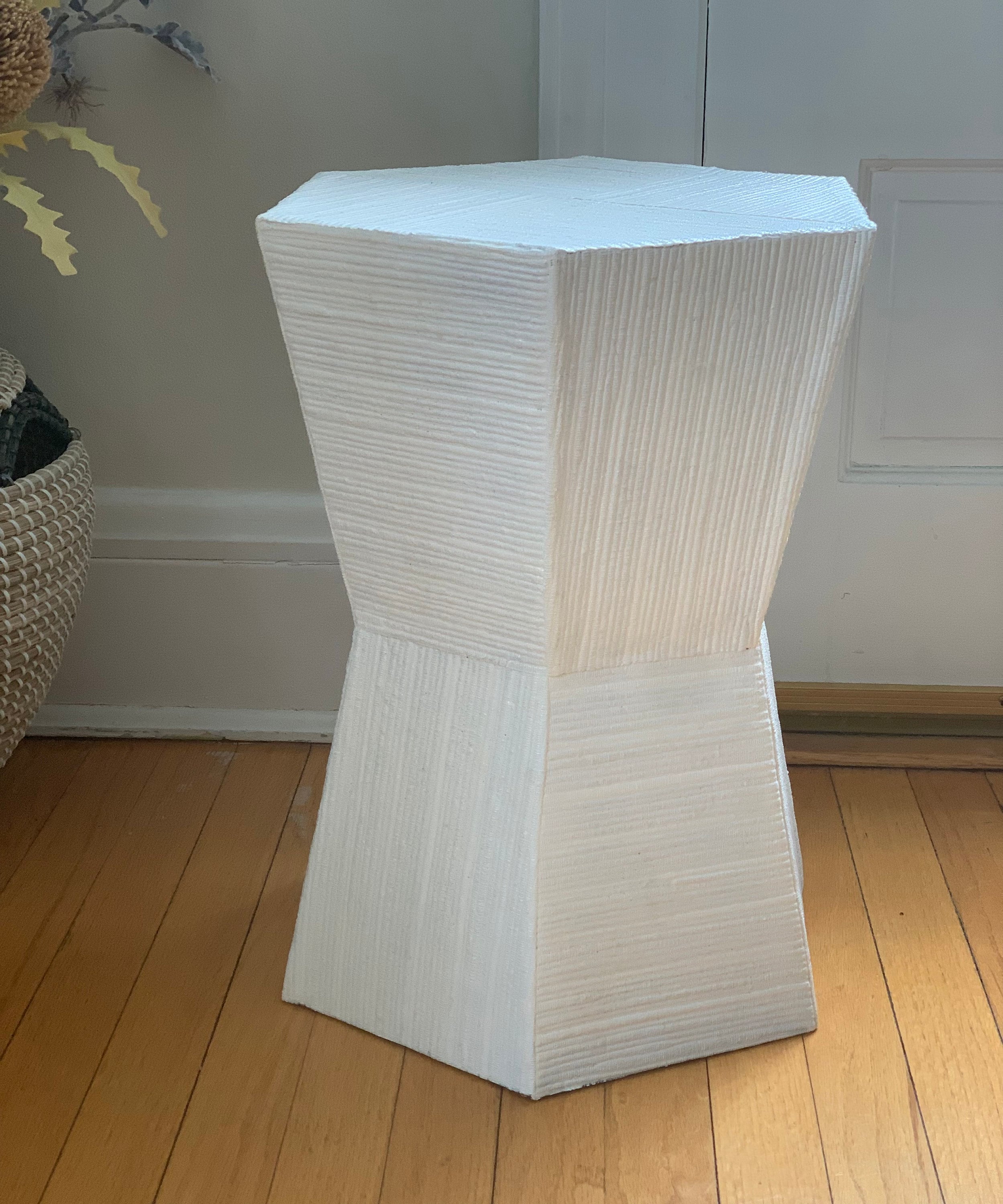 Grasscloth Side Table -custom Color- Raffia Side Table - Hexagon Table ...
