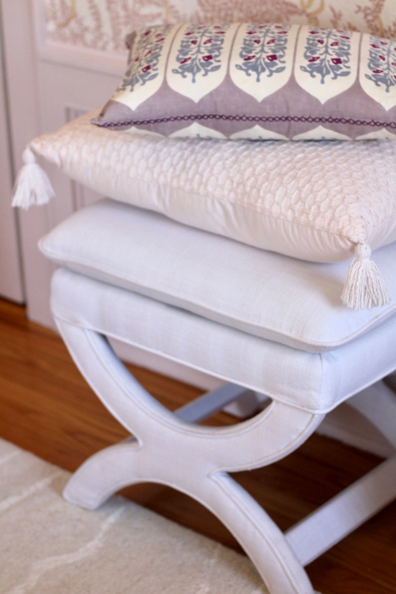 SOLD OUT Custom Upholstered X Bench – Pillowtop Ottoman, Self Welt Trim ...