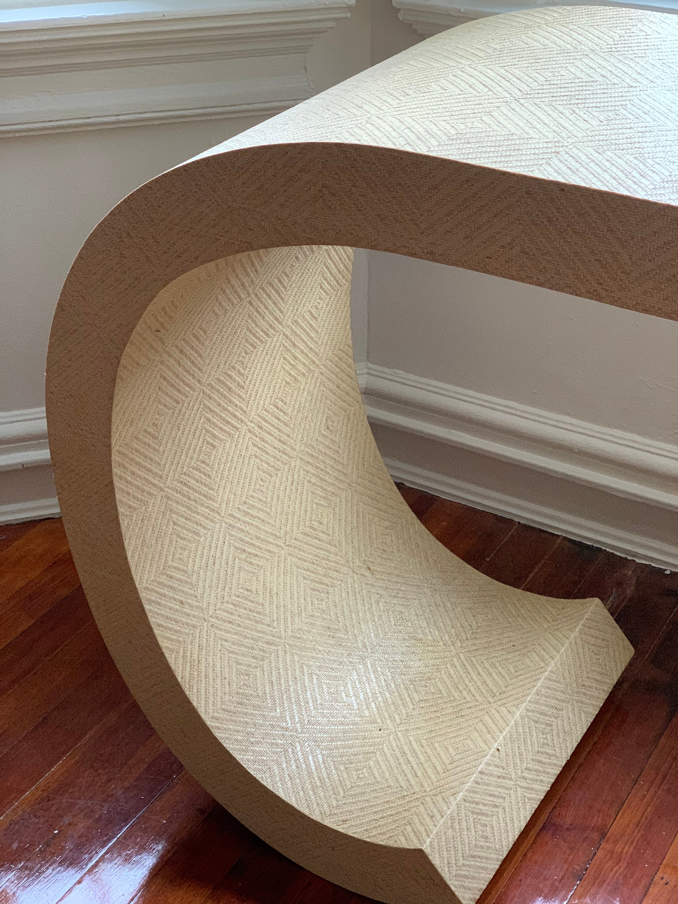 Vintage Grasscloth Console Table Scroll Console Table - Etsy