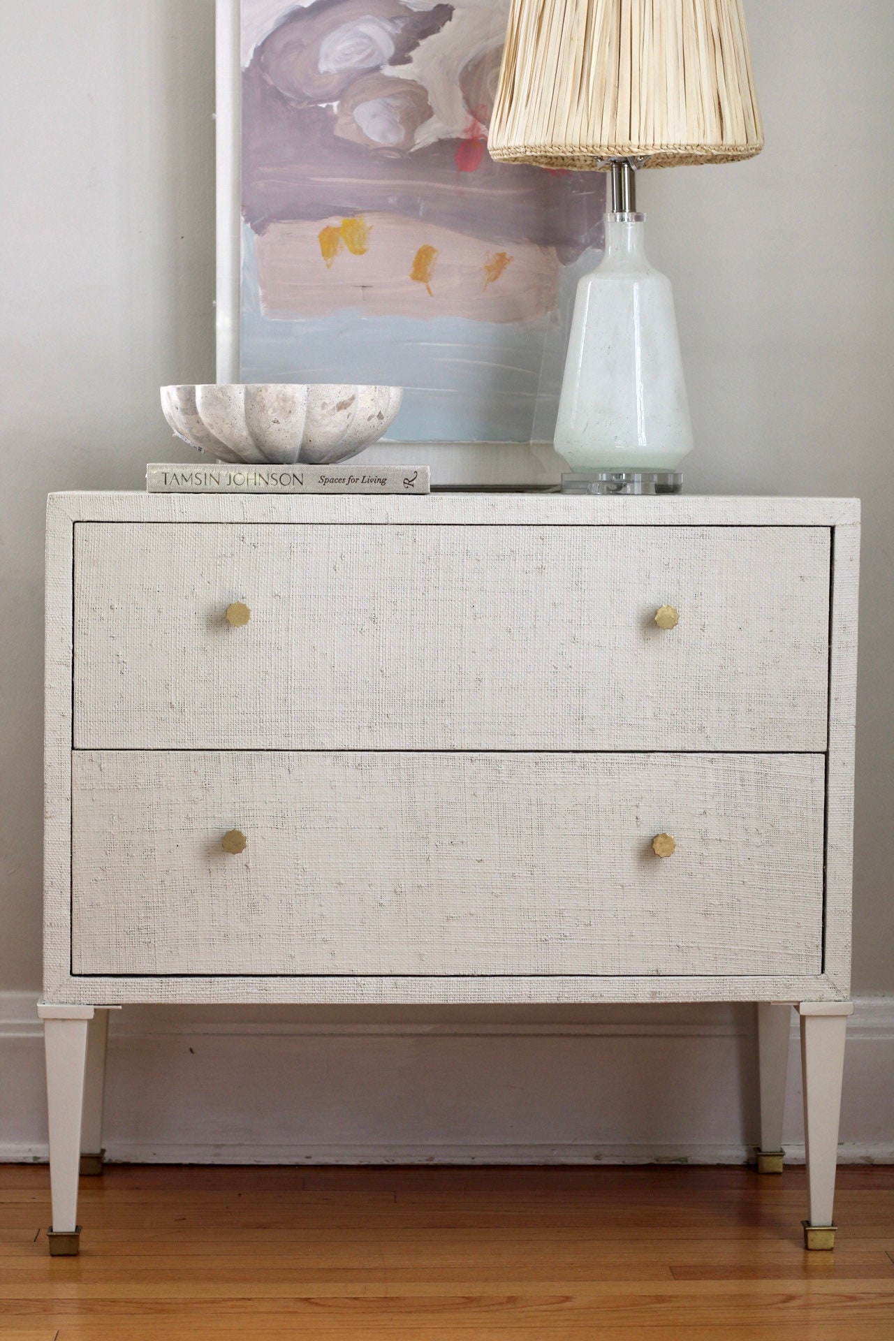 Grasscloth Nightstand -grasscloth Entry Table- Rattan - Grasscloth ...