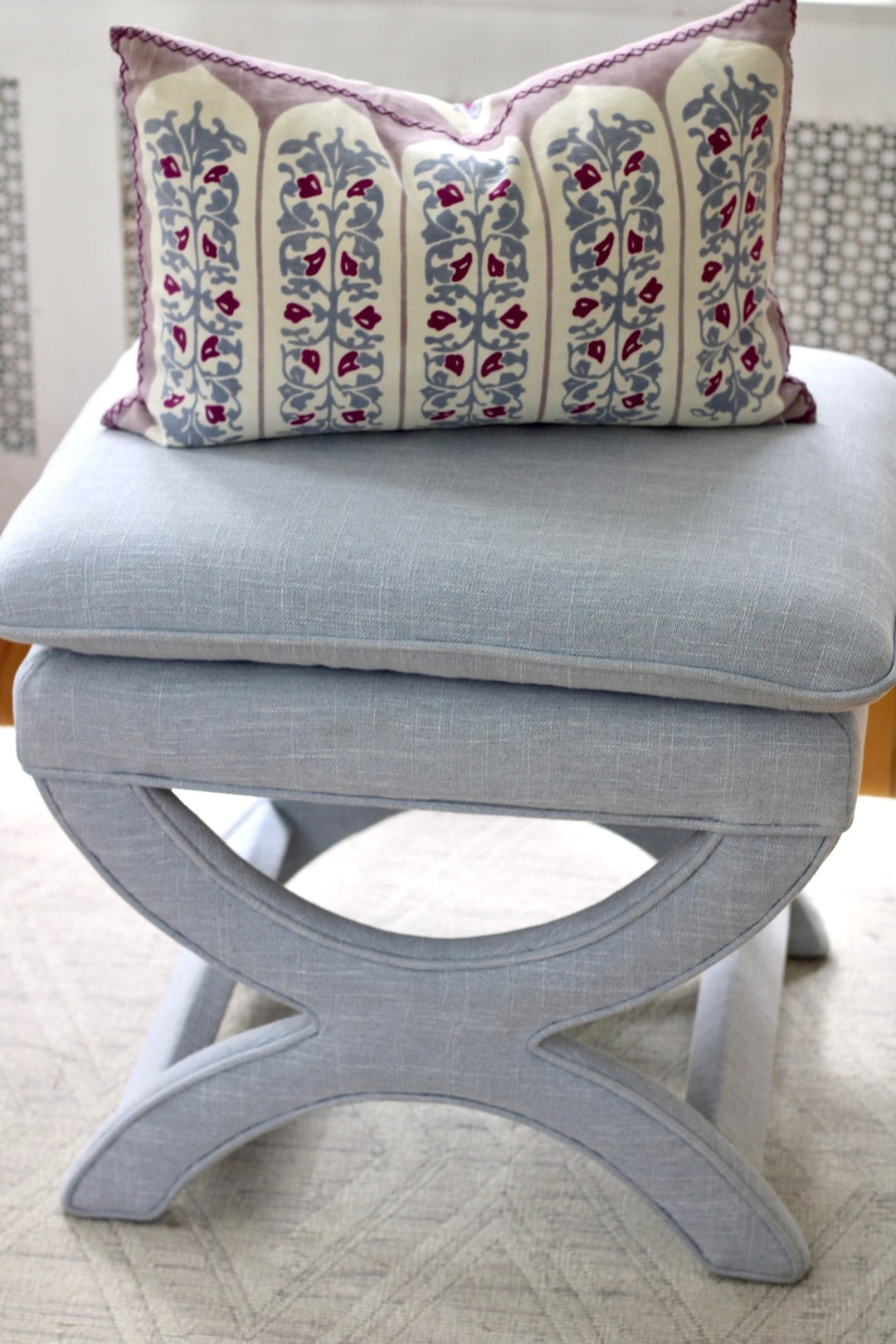 X Bench - Ottoman - Custom Upholstery - Custom X Bench - Self Welt Trim ...