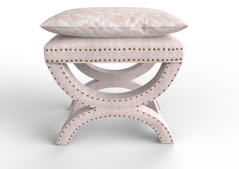 X Bench - Ottoman - Custom Upholstery - Fabric Included - Nailhead Trim ...