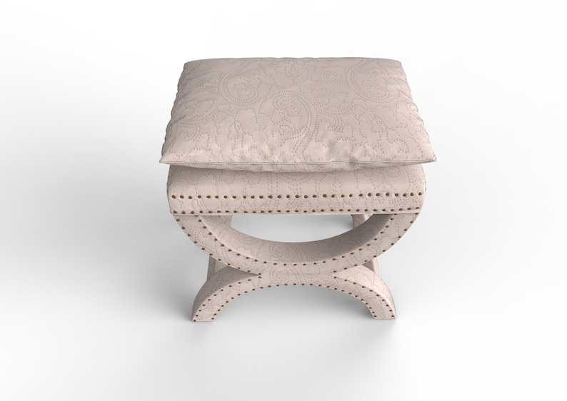 X Bench - Ottoman - Custom Upholstery - Fabric Included - Nailhead Trim ...