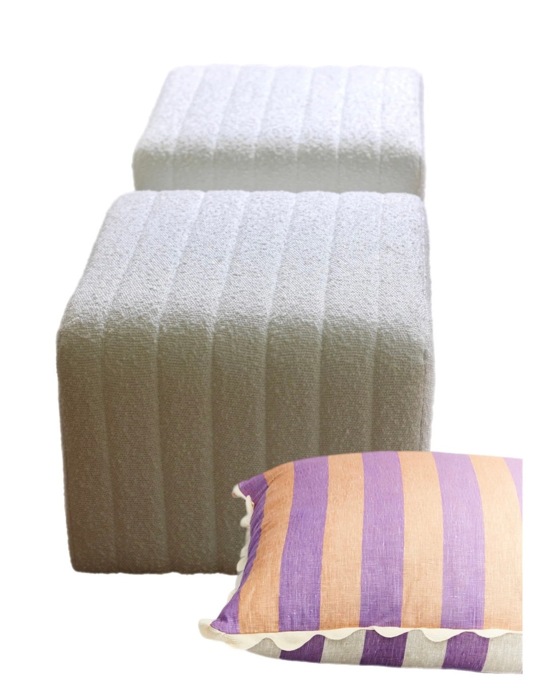 Boucle Waterfall Bench- Waterfall Bench- Boucle Upholstery- Solid Wood ...