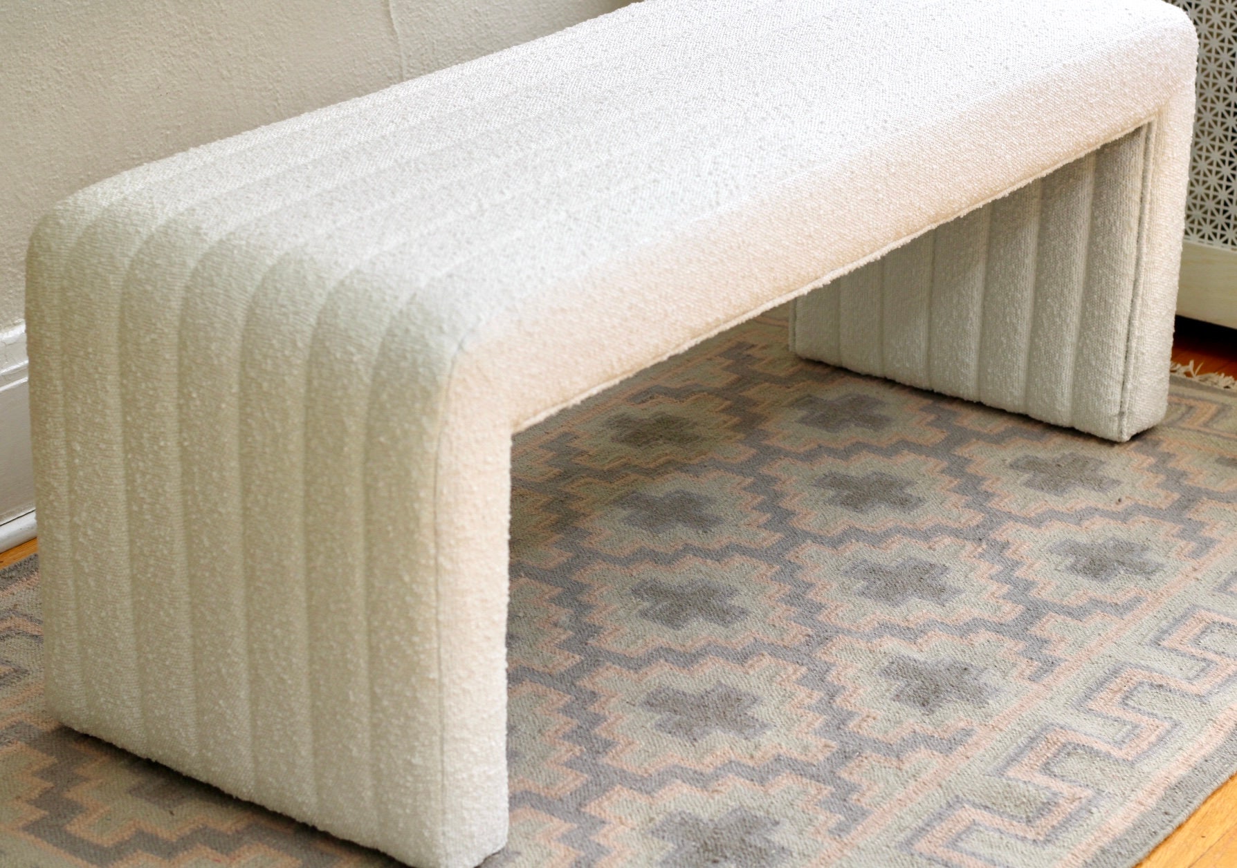 Waterfall bench upholstered store