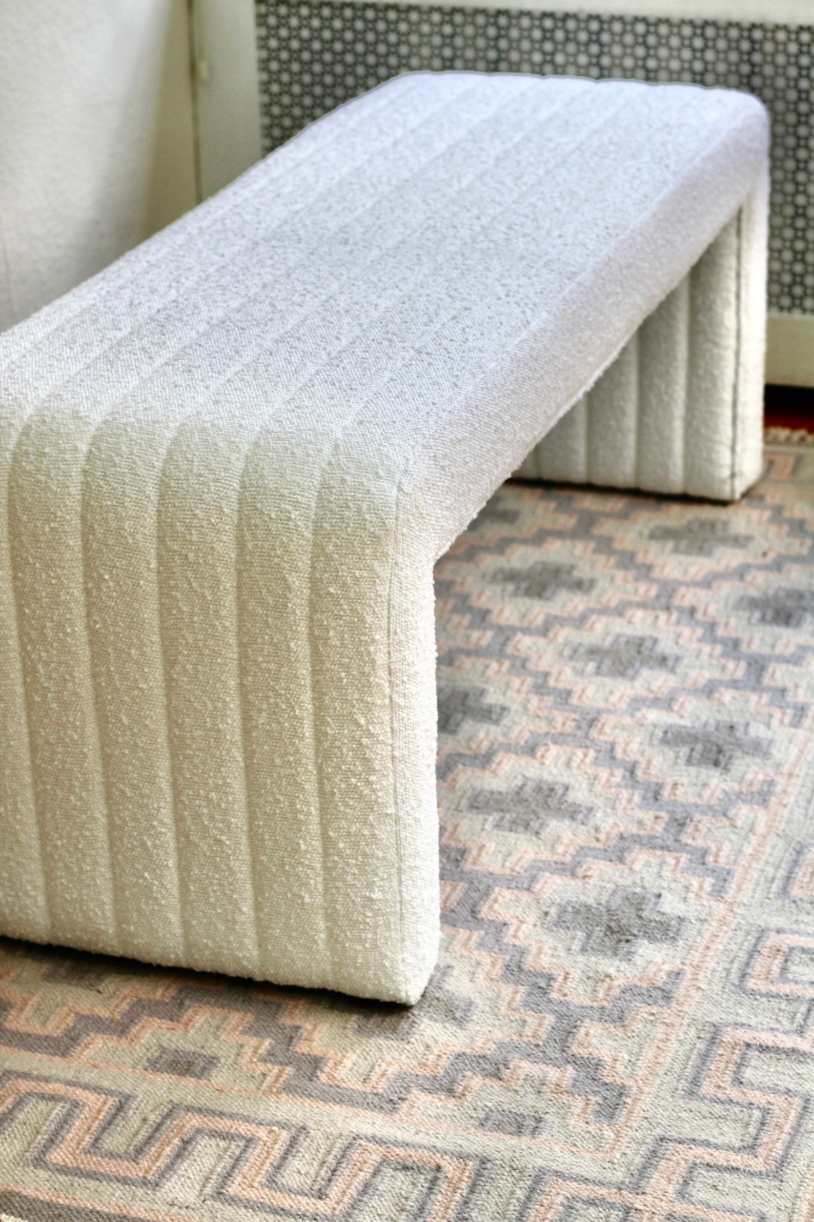 Channeled Boucle Waterfall Bench – Modern Minimalist Furniture - Etsy