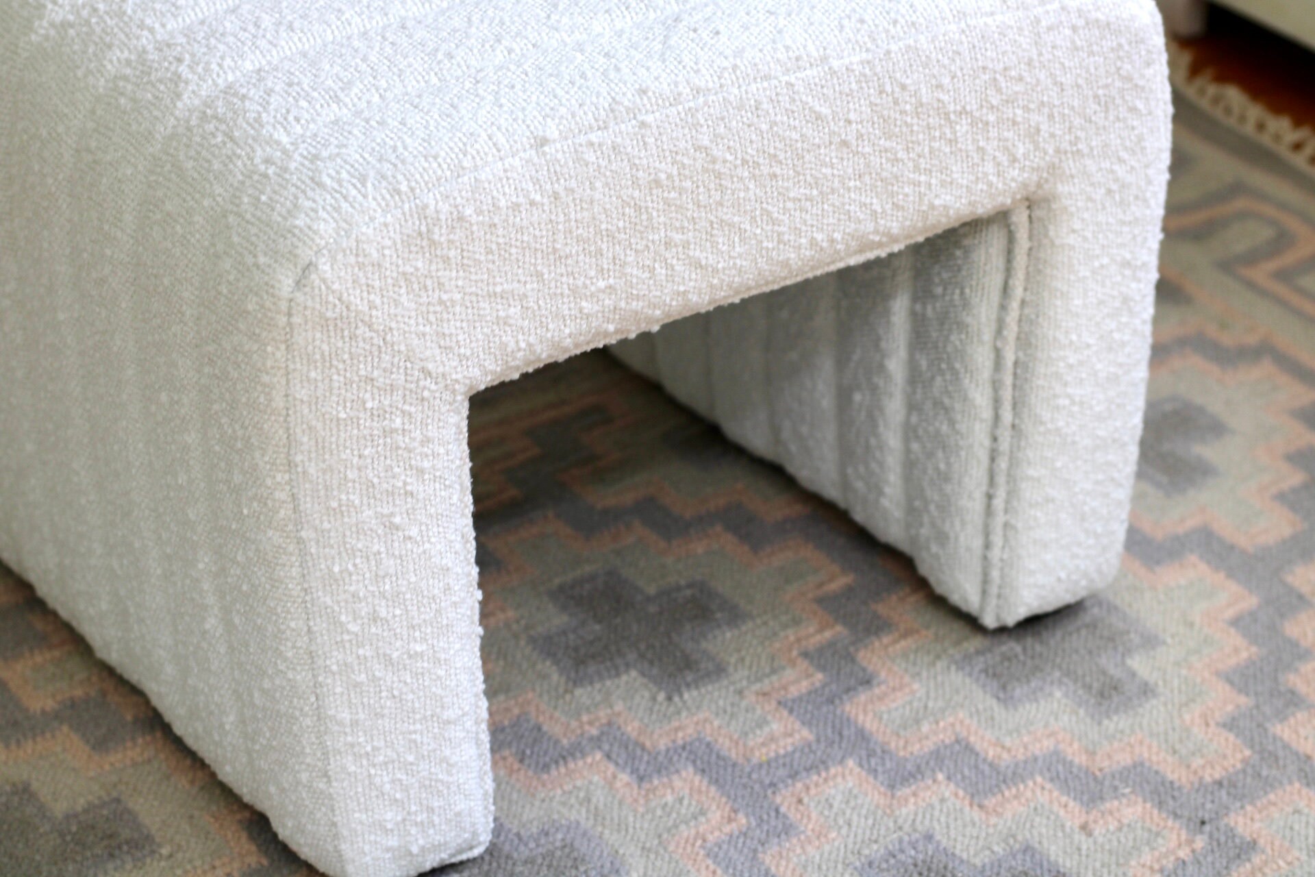 Channeled Boucle Waterfall Bench – Modernist Solid Wood Seat - Etsy