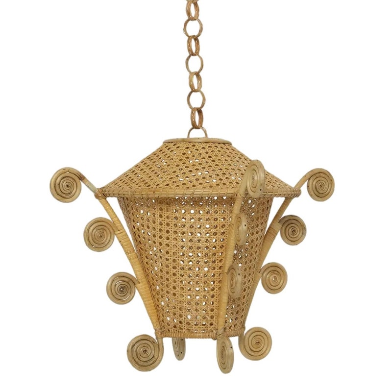 Rattan Brass Chandelier - Etsy