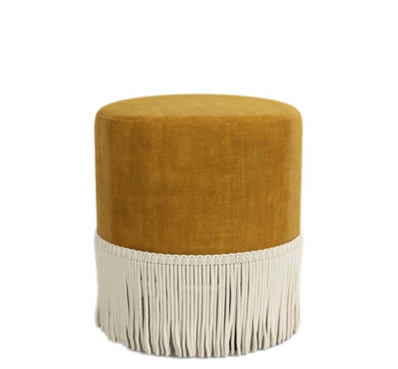 Round ottoman with fringe store