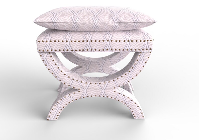 X Bench - Ottoman - Custom Upholstery - Fabric Included - Nailhead Trim ...