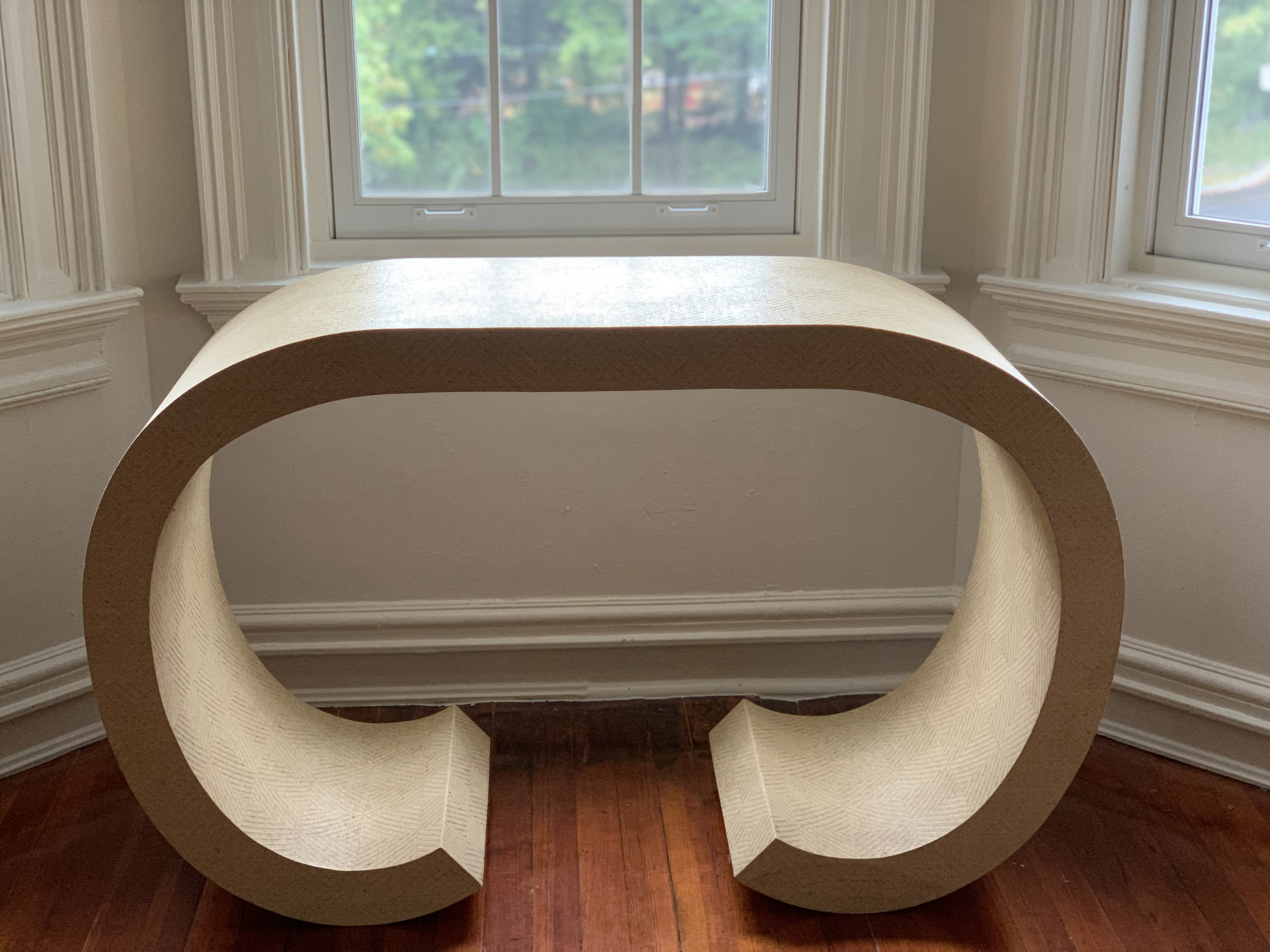 Vintage Grasscloth Console Table Scroll Console Table - Etsy