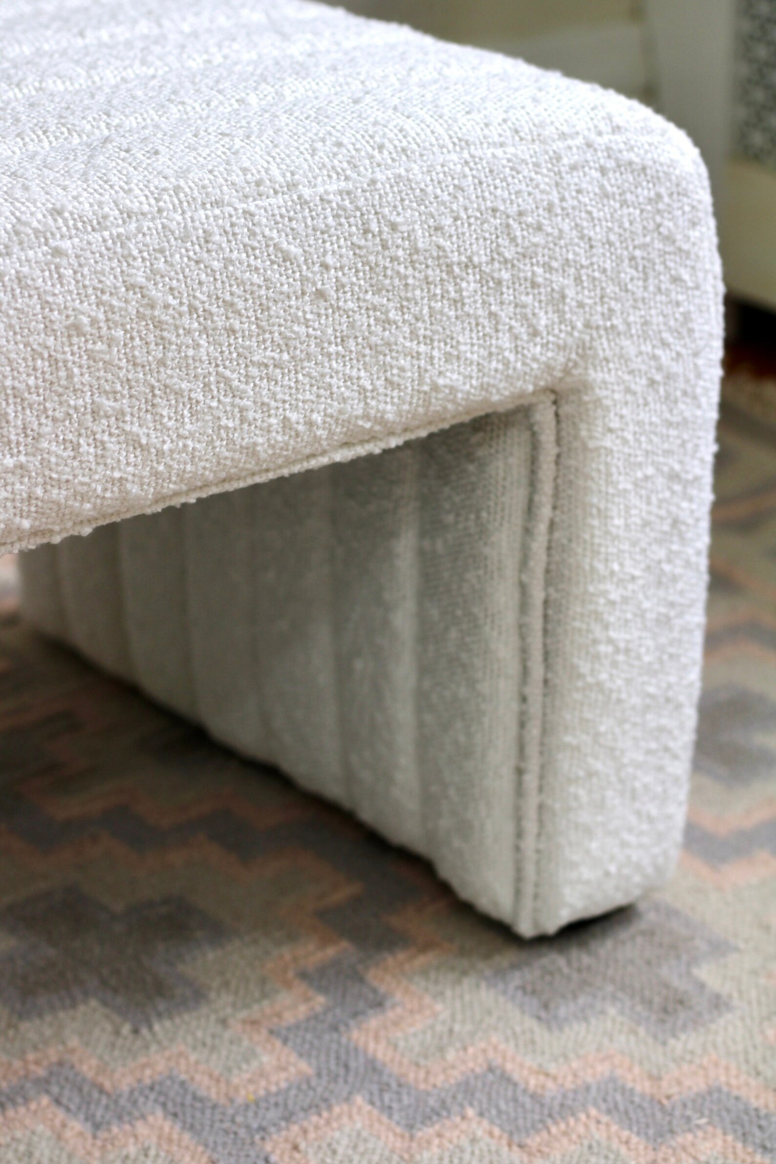 Boucle Waterfall Bench Waterfall Bench Boucle Upholstery Solid Wood ...