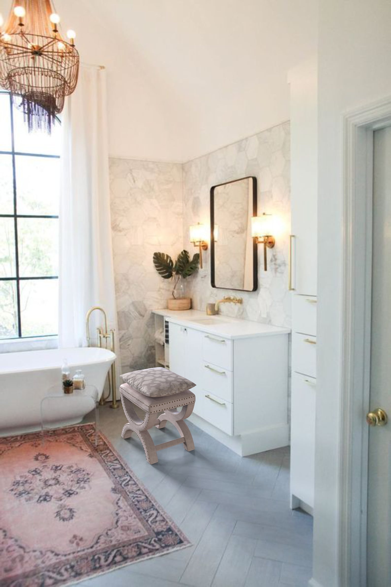 X Bench - Ottoman - Custom Upholstery - Custom X Bench - Self Welt Trim ...