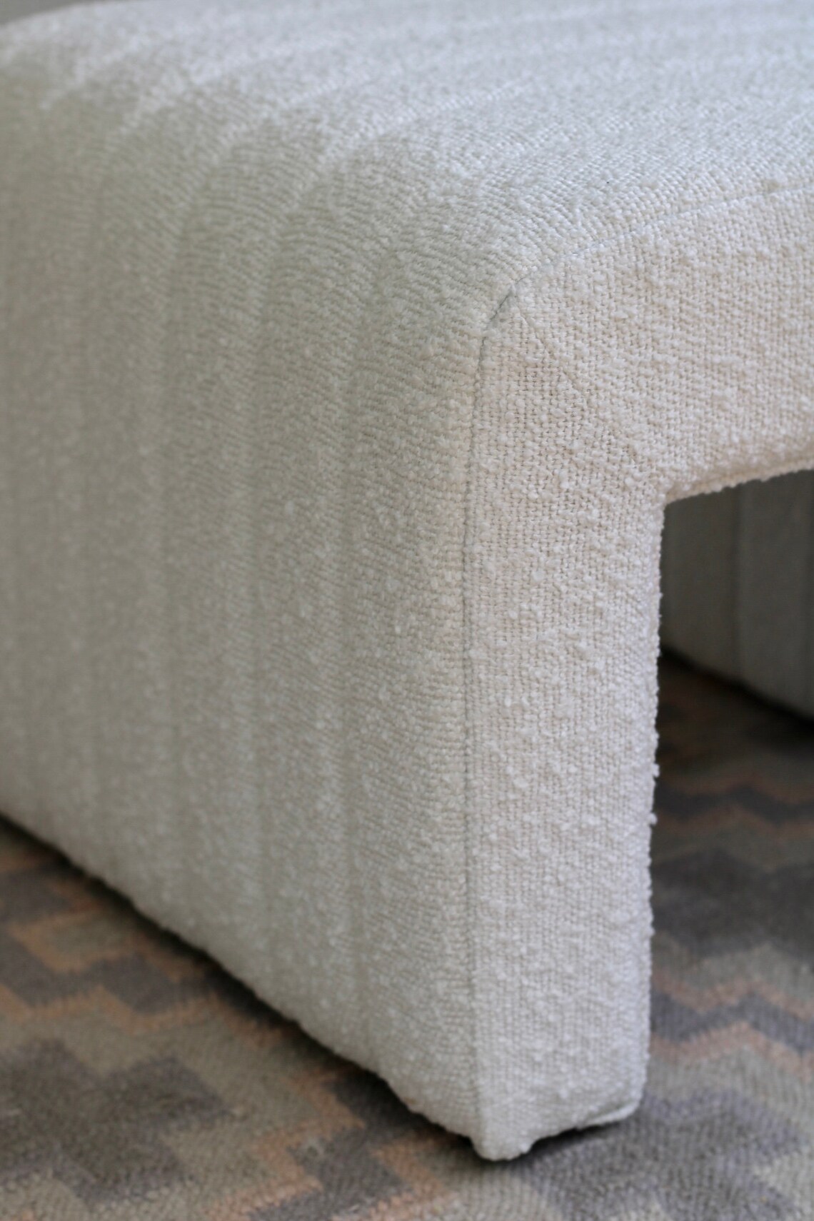 Boucle Waterfall Bench Waterfall Bench Boucle Upholstery Solid Wood ...