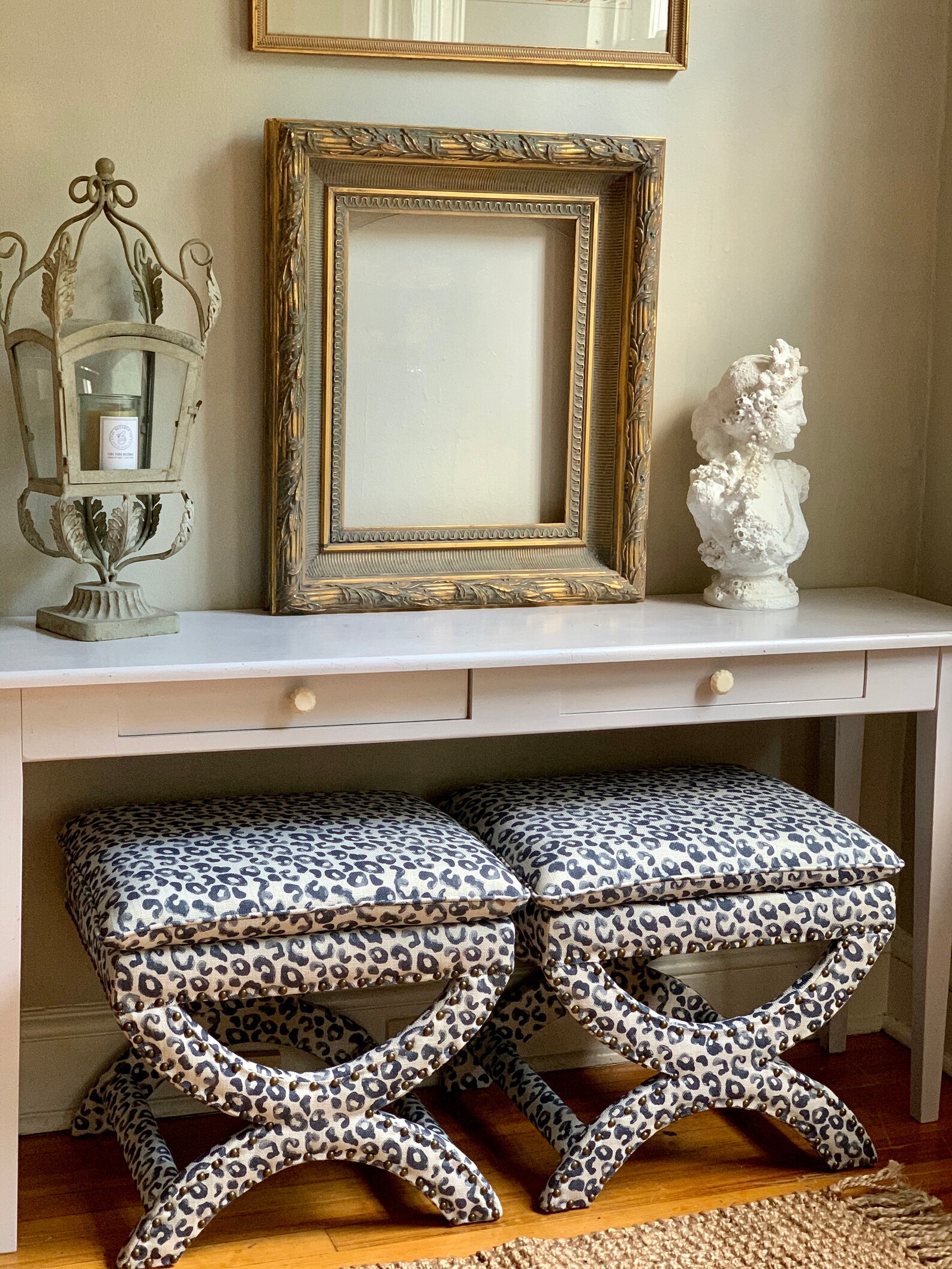 X Bench - Ottoman - Custom Upholstery - Fabric Included - Nailhead Trim ...