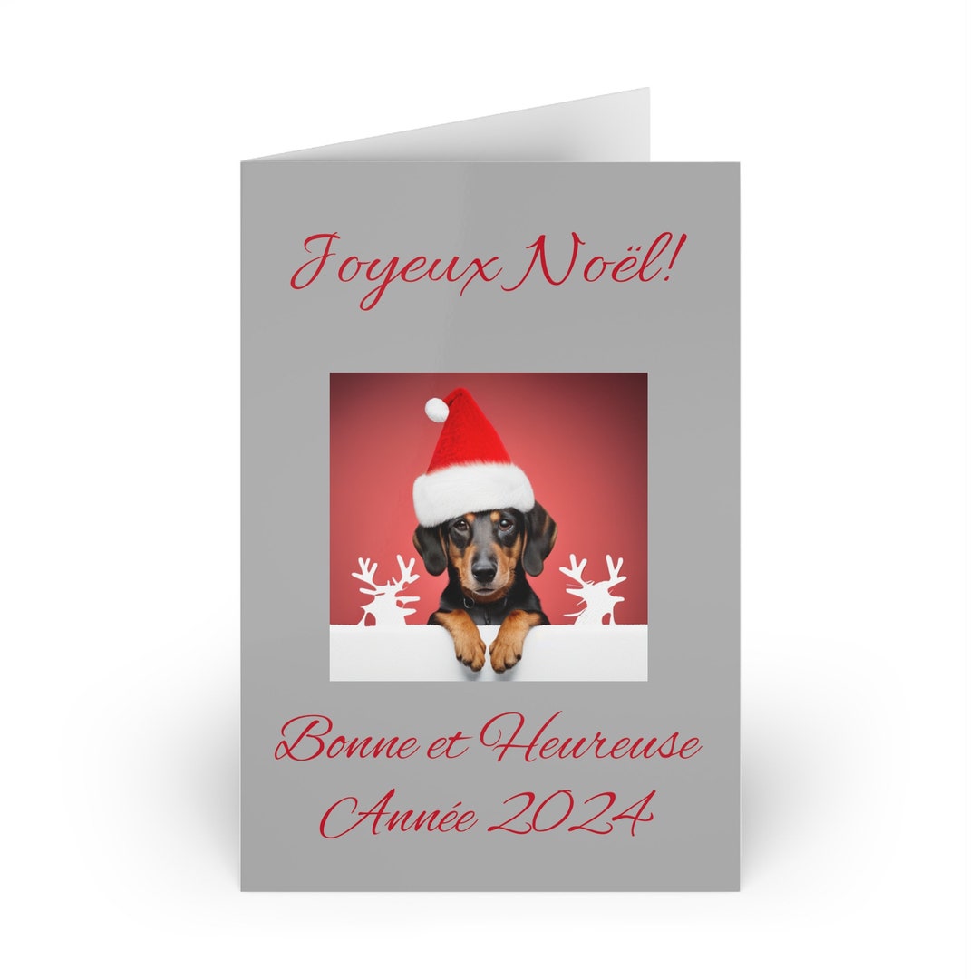 Carte De Noel En Français Avec Chien Teckel,cartes De Souhait Avec ...