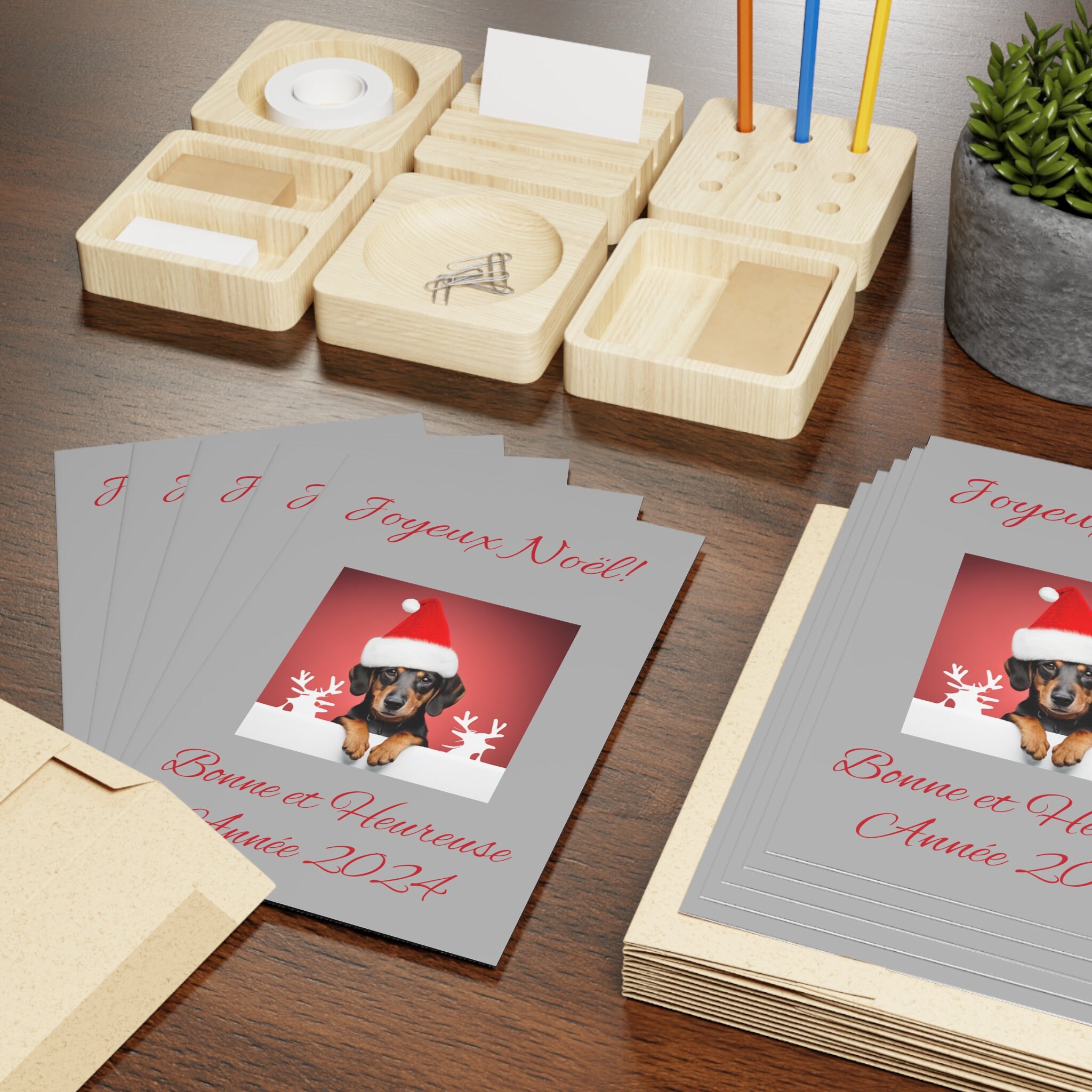 Carte De Noel En Français Avec Chien Teckel,cartes De Souhait Avec ...