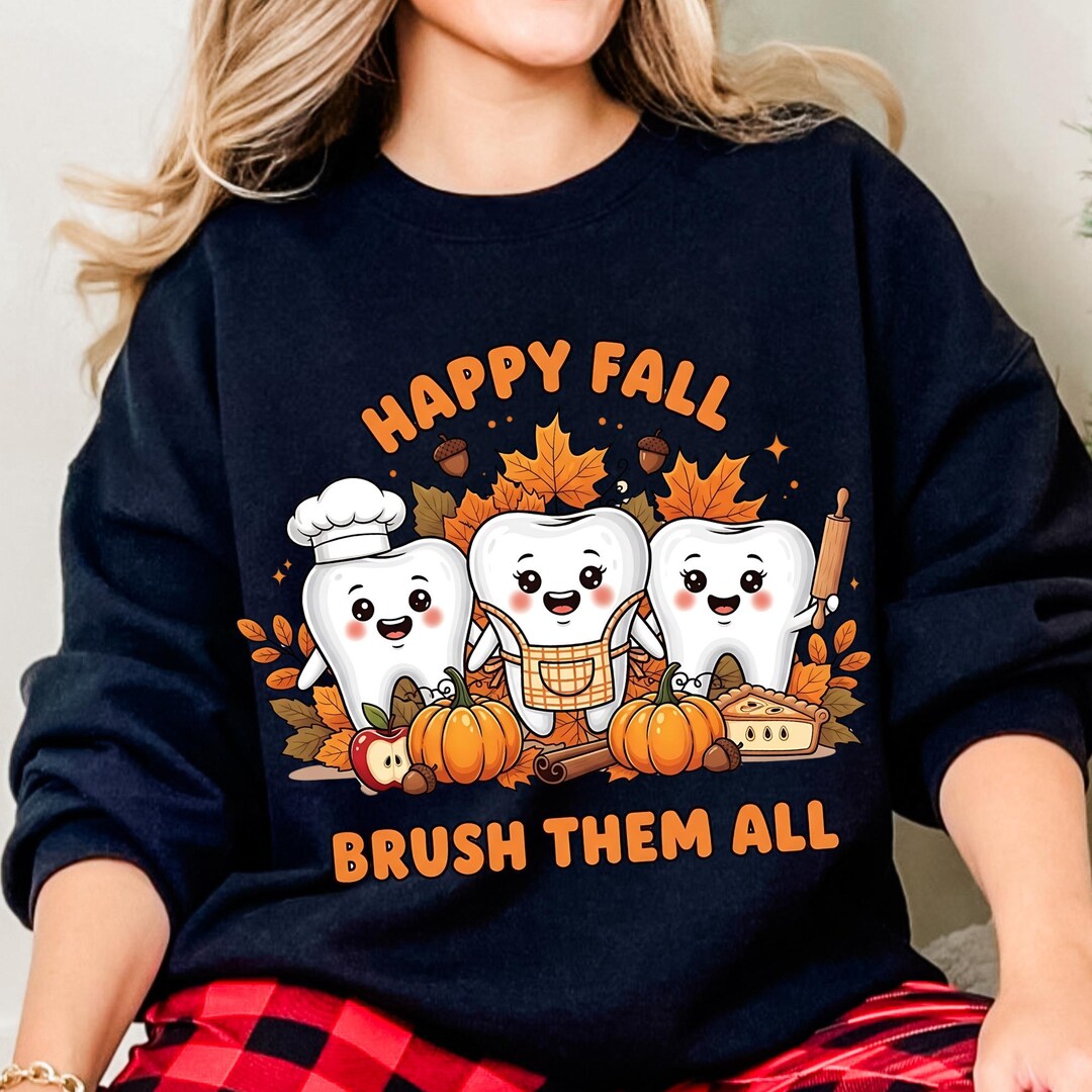 Dental Office Fall PNG, Happy Fall Brush Them All,cute Tooth PNG Art ...