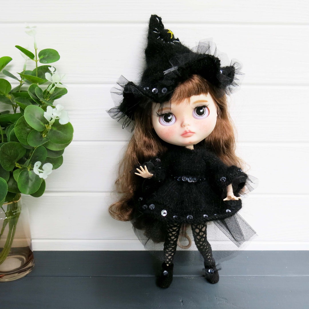 Blythe Black Halloween Dress, Witch Clothes for Obitsu 22, Pullip Doll ...