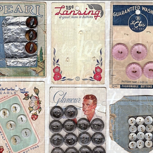 Vintage Button Cards INSTANT Digital Download Button Cards - Etsy