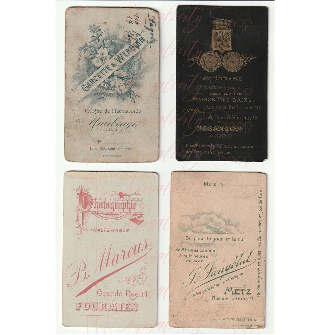 French Cabinet Card Backs INSTANT Digital Download; Old Photos ...