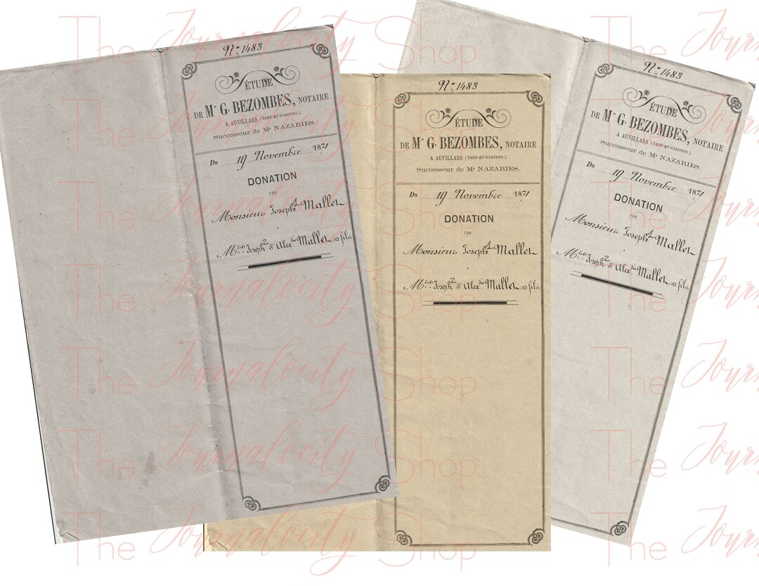 Antique French Document COVERS Set #4, INSTANT Digital Download; French ...