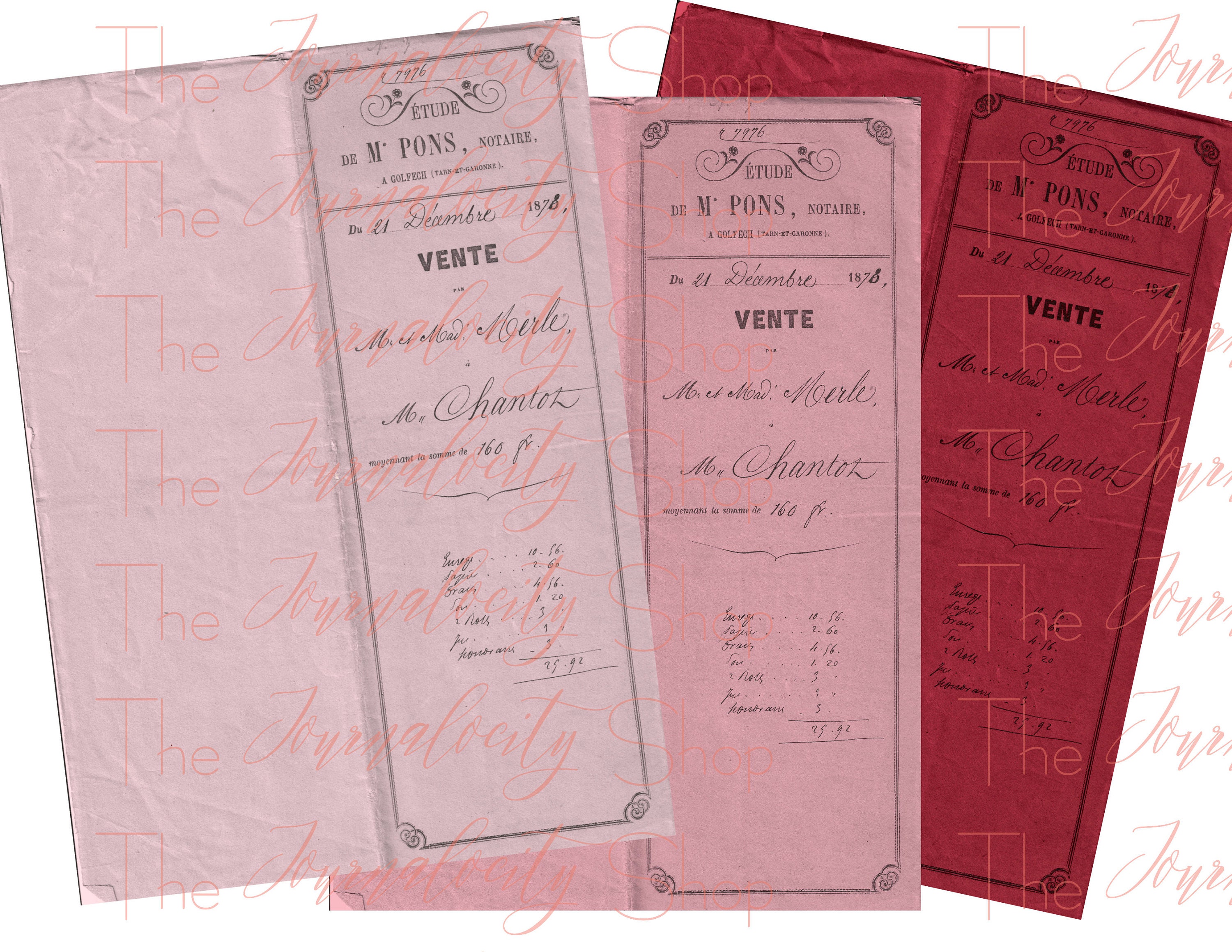 Antique French Document COVERS Set 3 INSTANT Digital - Etsy