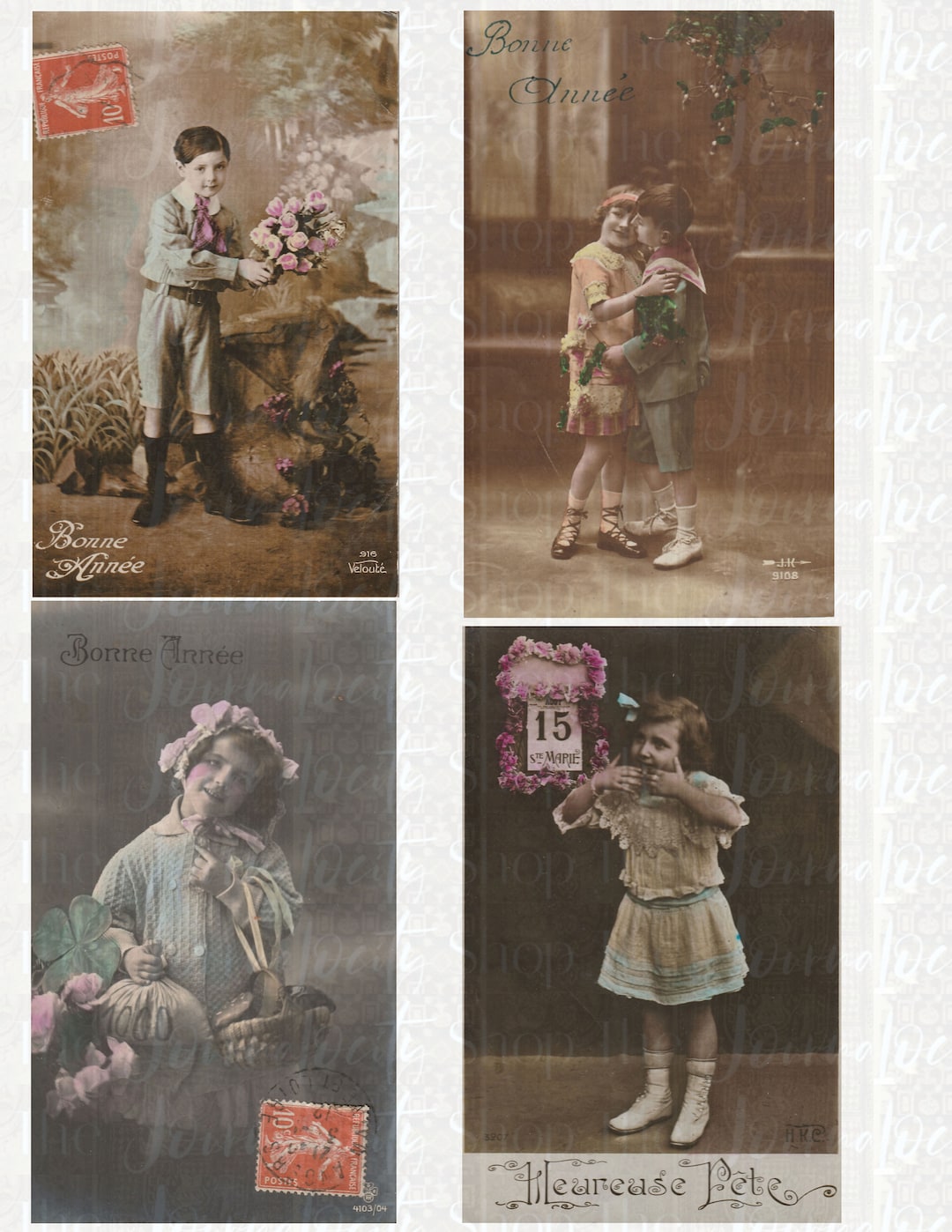 Antique French Post Cards; French Postcards; INSTANT DIGITAL DOWNLOAD ...