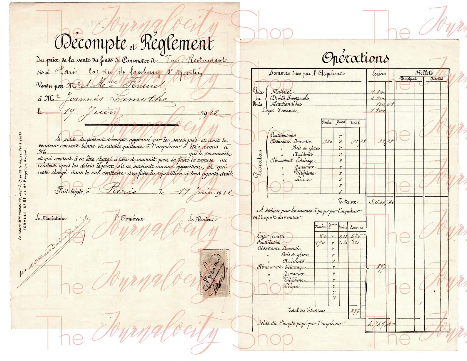 Antique French Document SET 1 INSTANT Digital Download - Etsy