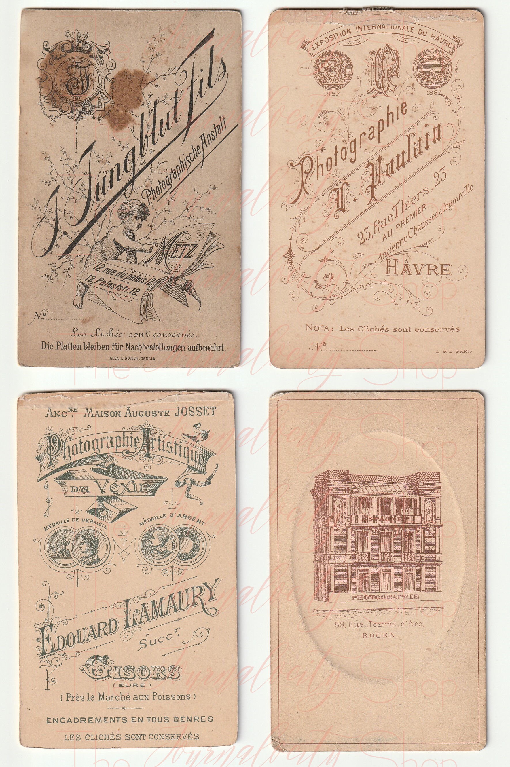 French Cabinet Card Backs INSTANT Digital Download; Old Photos ...