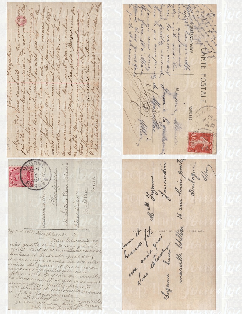 Antique French Post Cards; French Postcards; INSTANT DIGITAL DOWNLOAD ...