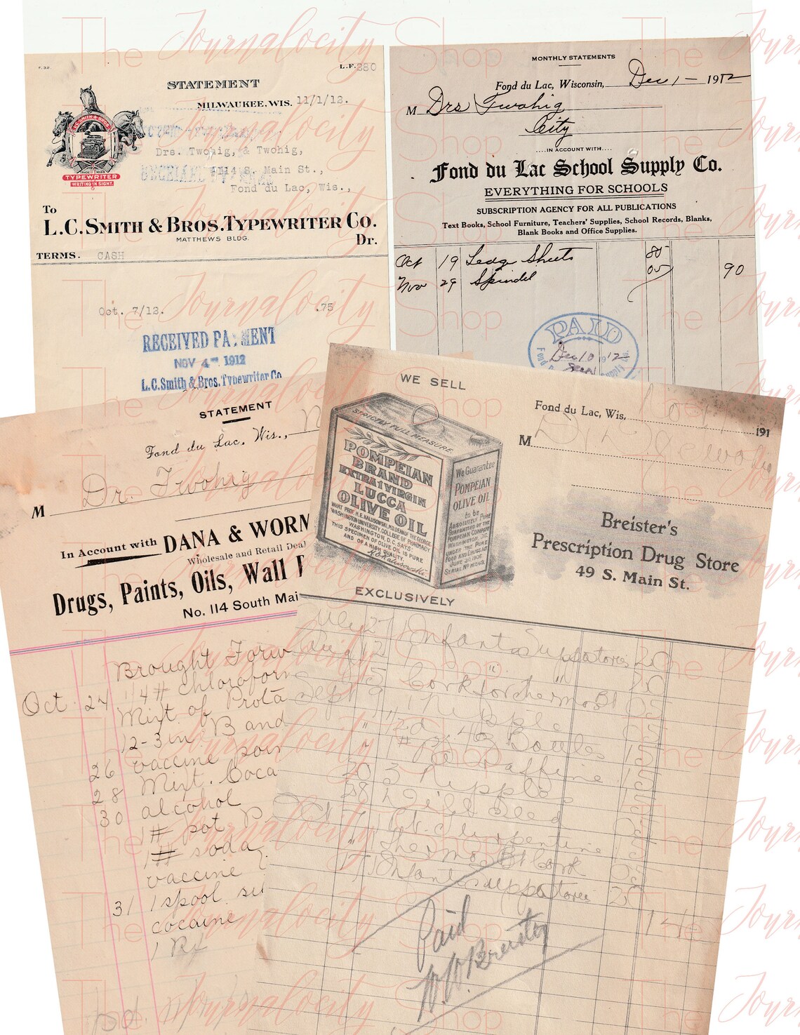 ANTIQUE INVOICES From Early 1900's INSTANT Digital - Etsy