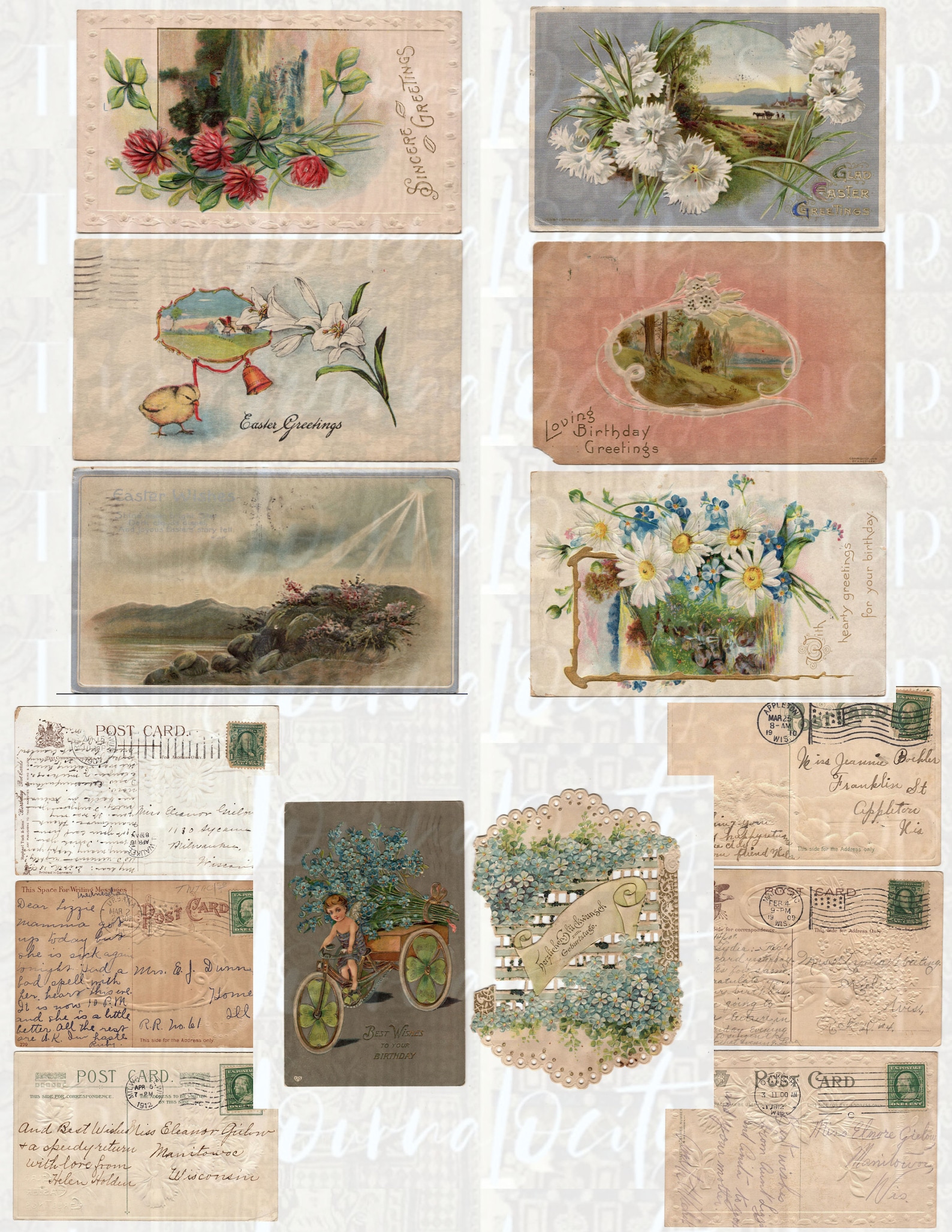 Antique Postcards Collection 1 INSTANT Digital Download - Etsy