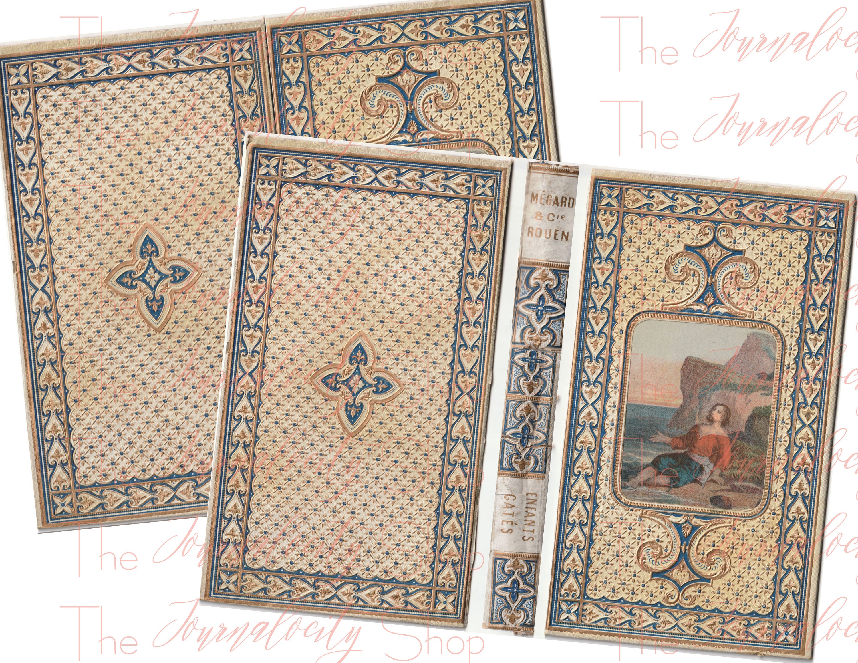 Antique French Book Covers SET 2-INSTANT Digital Download - Etsy