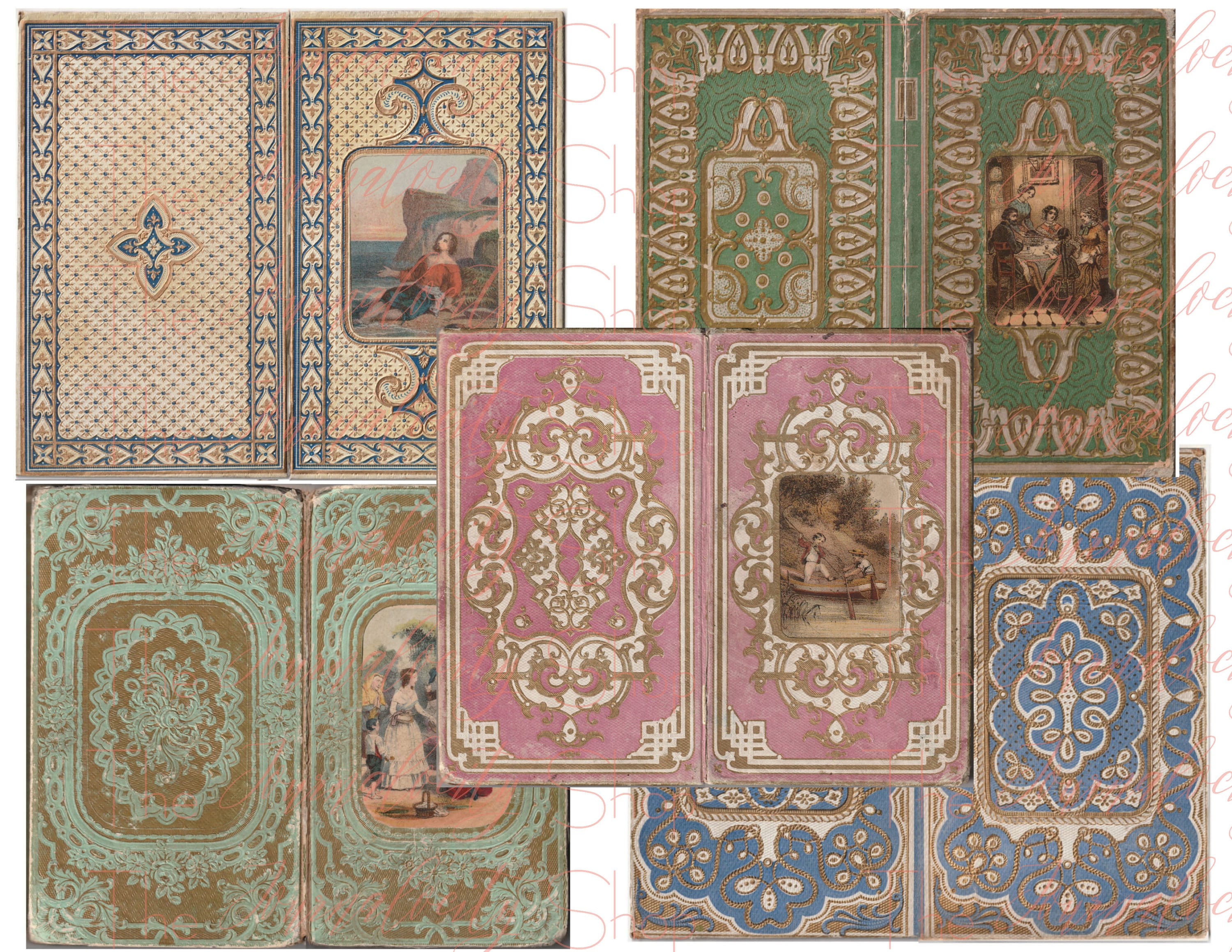 Antique French Book Covers SET 2-INSTANT Digital Download - Etsy