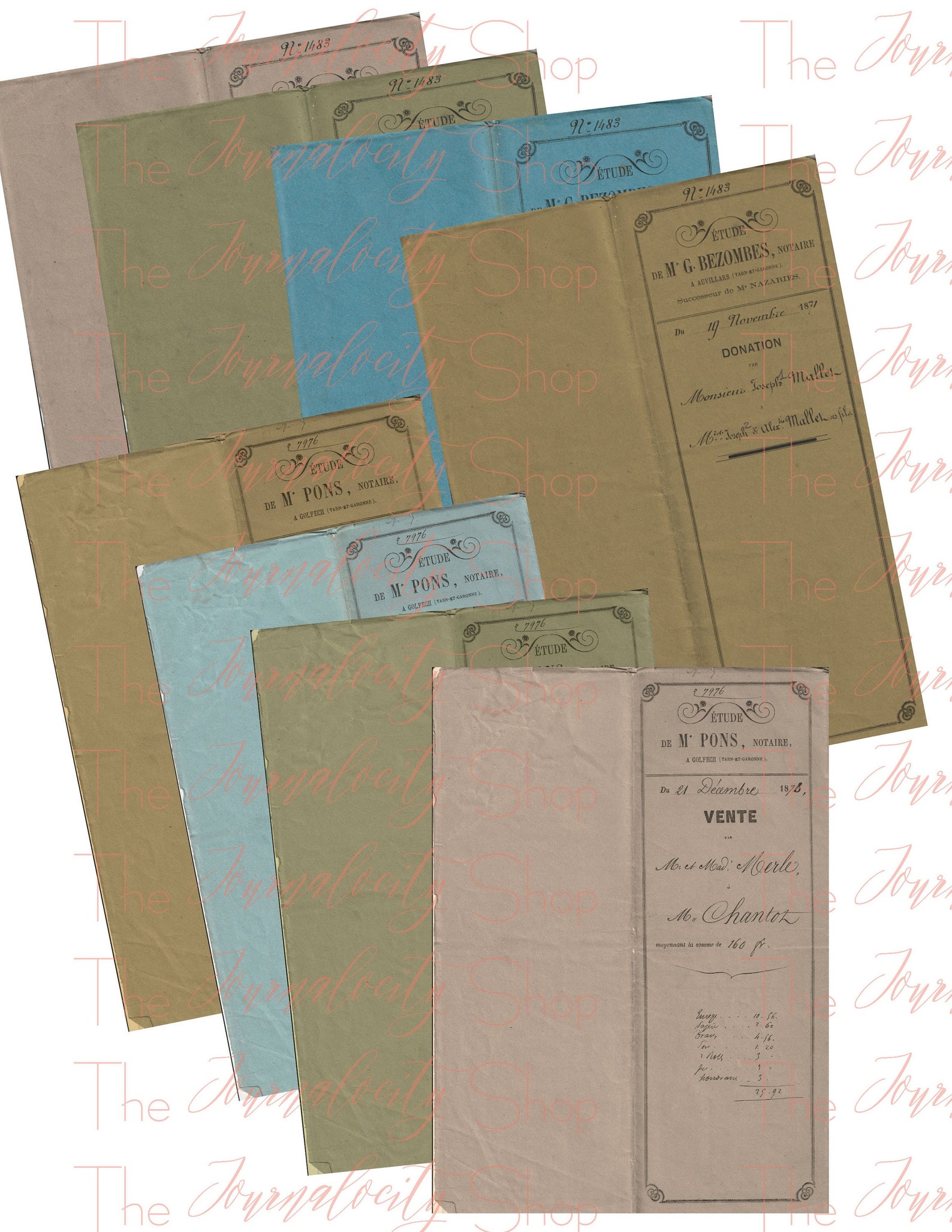 Antique French Document COVERS Set 1 INSTANT Digital - Etsy