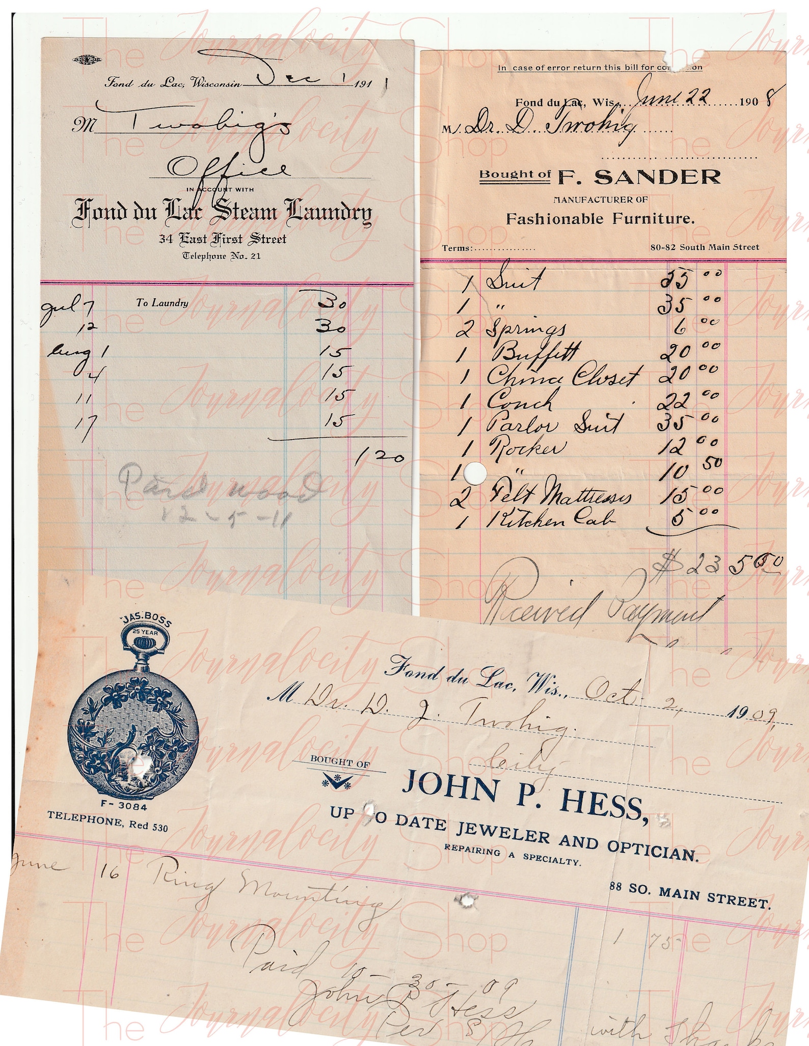 ANTIQUE INVOICES From Early 1900's, INSTANT Digital Download; Script ...