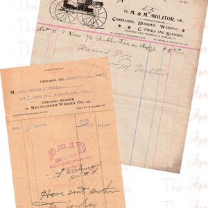 ANTIQUE INVOICES From Early 1900's, INSTANT Digital Download; Script ...