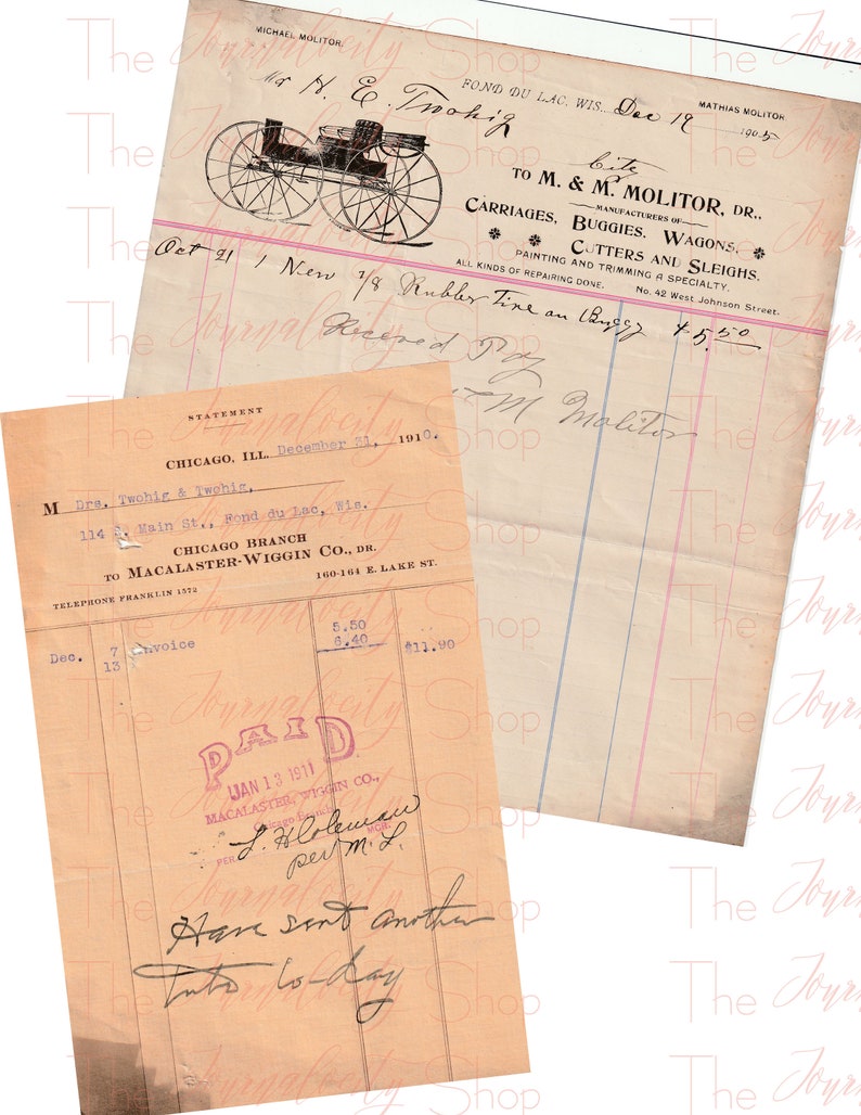 ANTIQUE INVOICES From Early 1900's INSTANT Digital - Etsy