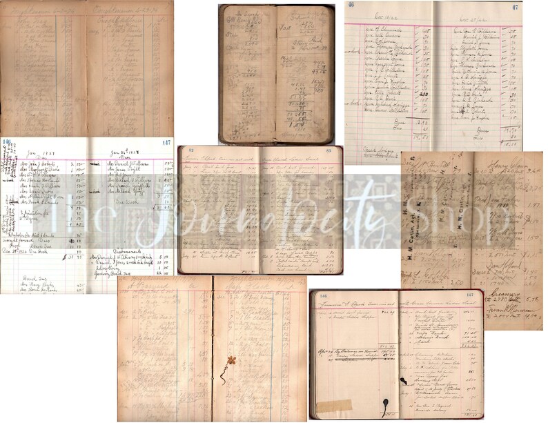 Antique Ledger Pages INSTANT Digital Download | Etsy