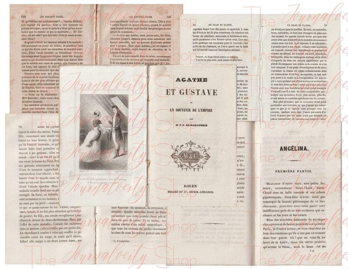 Antique French Book Covers SET 2-INSTANT Digital Download - Etsy