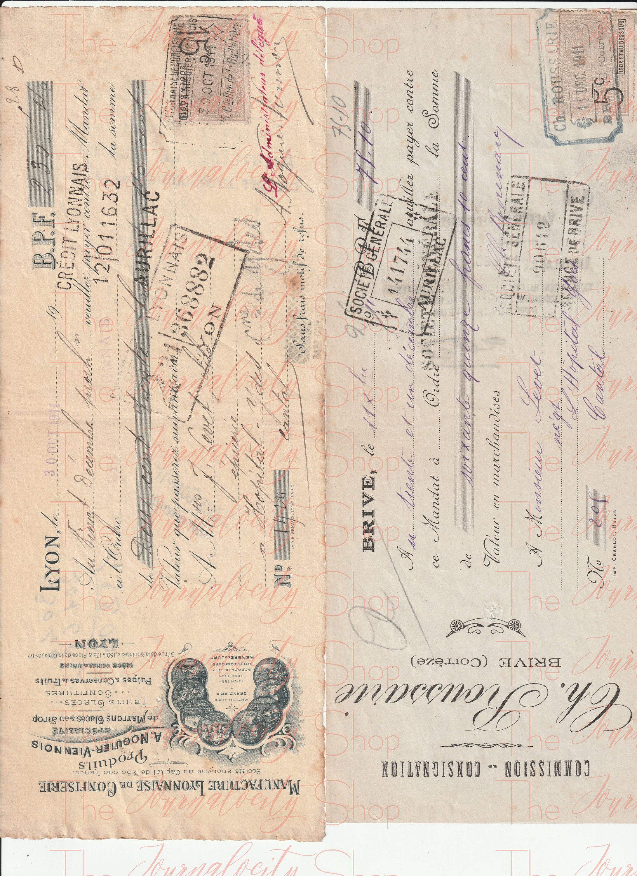 Antique French Check Ephemera: 1900s Script (digital Download) - Etsy