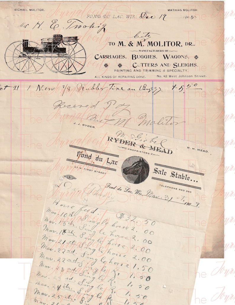 ANTIQUE INVOICES From Early 1900's INSTANT Digital - Etsy