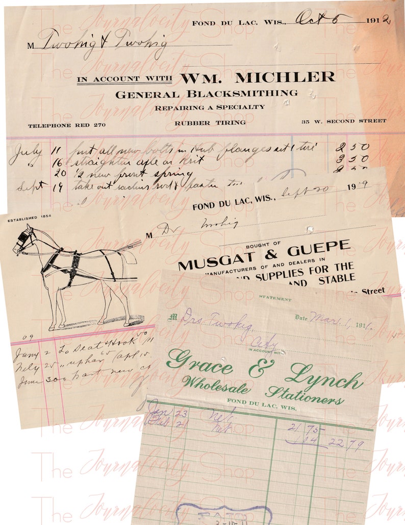 ANTIQUE INVOICES From Early 1900's INSTANT Digital - Etsy