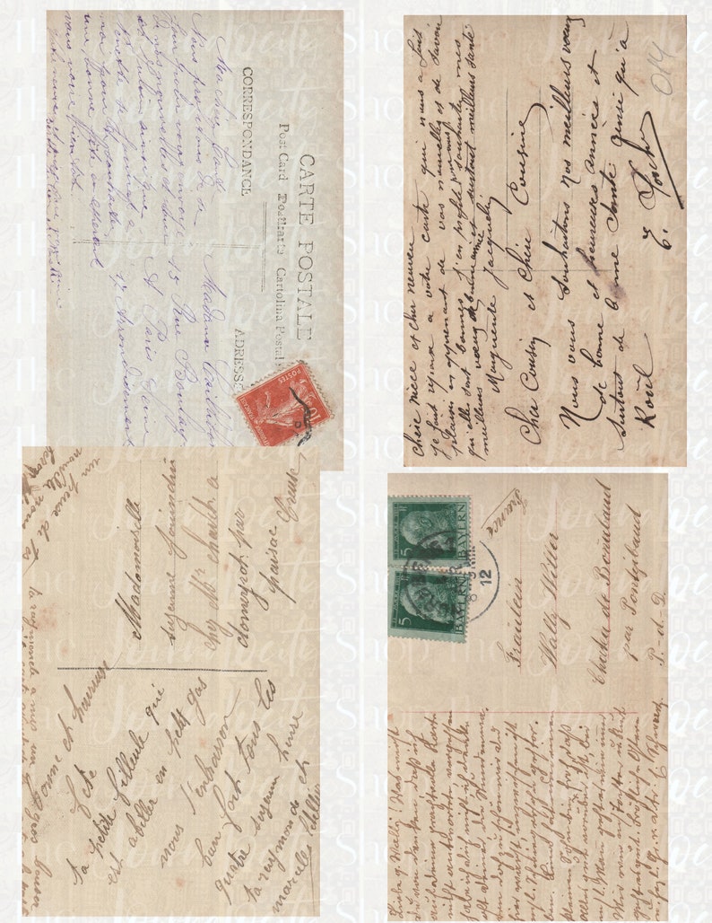 Antique French Post Cards; French Postcards; INSTANT DIGITAL DOWNLOAD ...